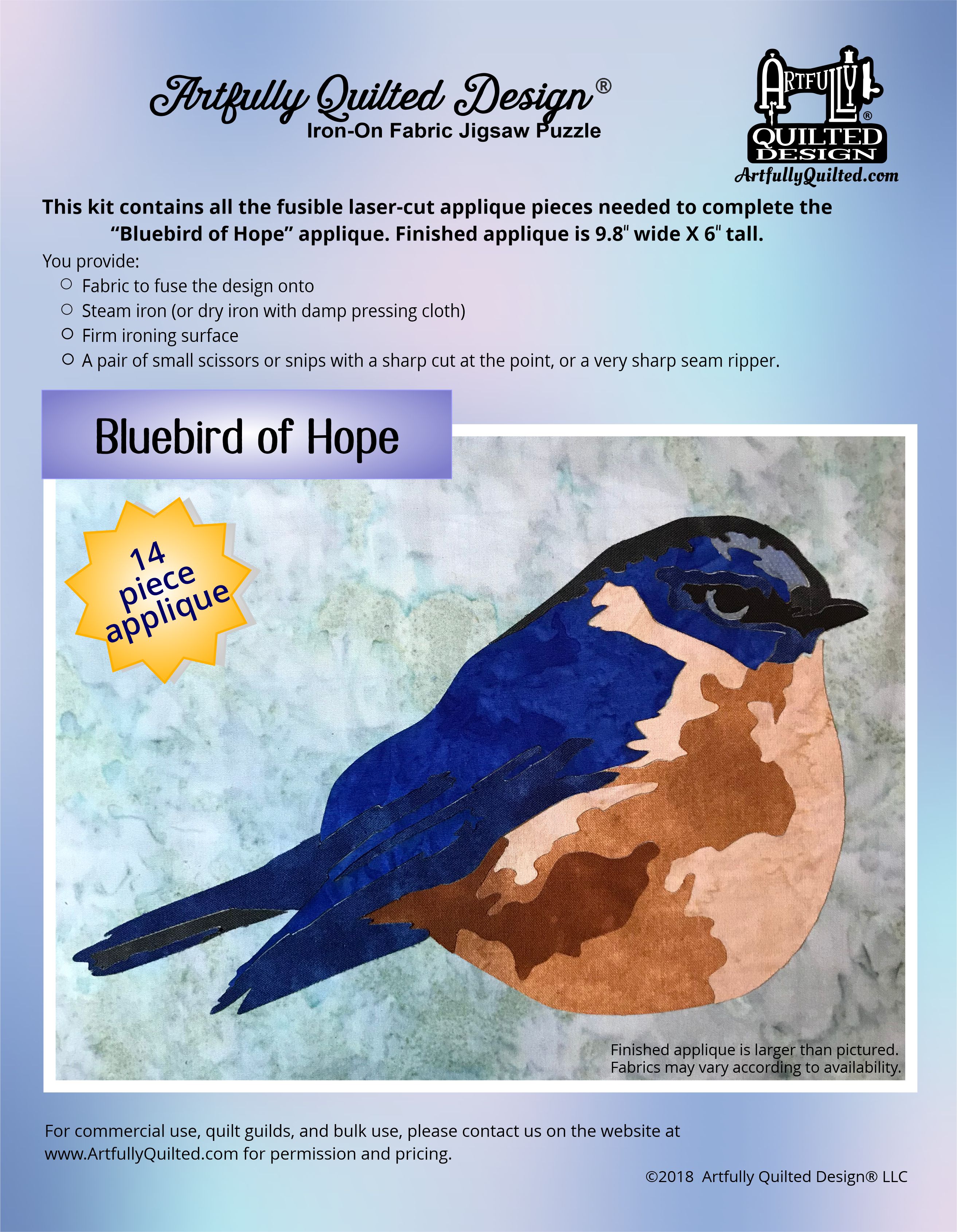 Bluebird Iron-On Laser-Cut Applique